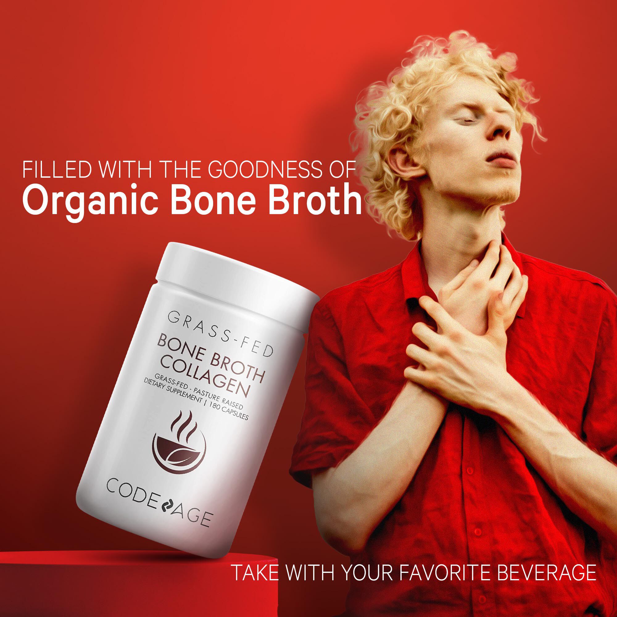 Bone Broth Collagen Peptides Type I - II & 3 + Turmeric & Ashwagandha - 180 Capsules (30 ...