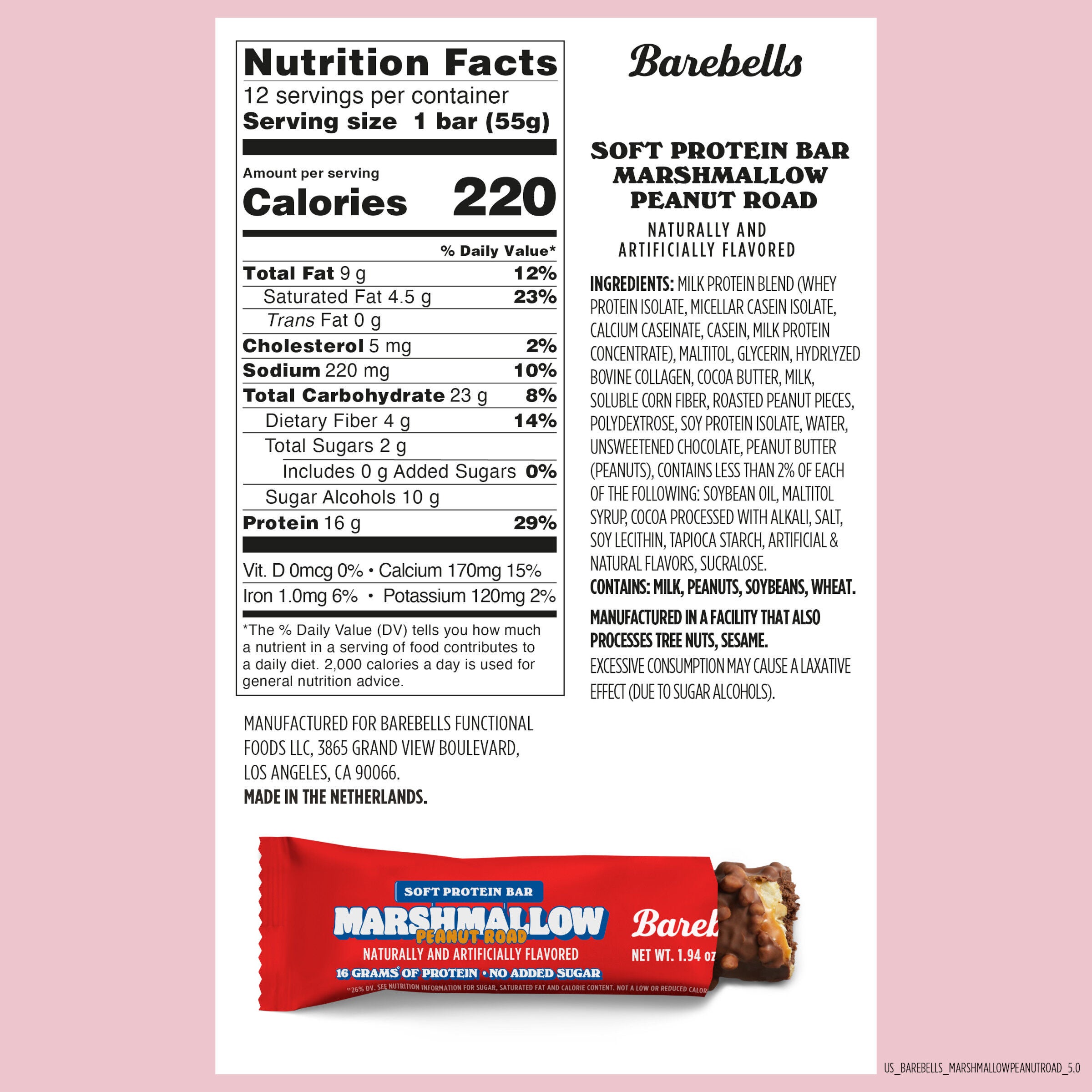 Barebells - Soft Protein Bar - Marshmallow Peanut Road (12 Bars) | GNC