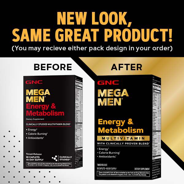 GNC Mega Men® - Energy & Metabolism Multivitamin - 90 Caplets (45 ...