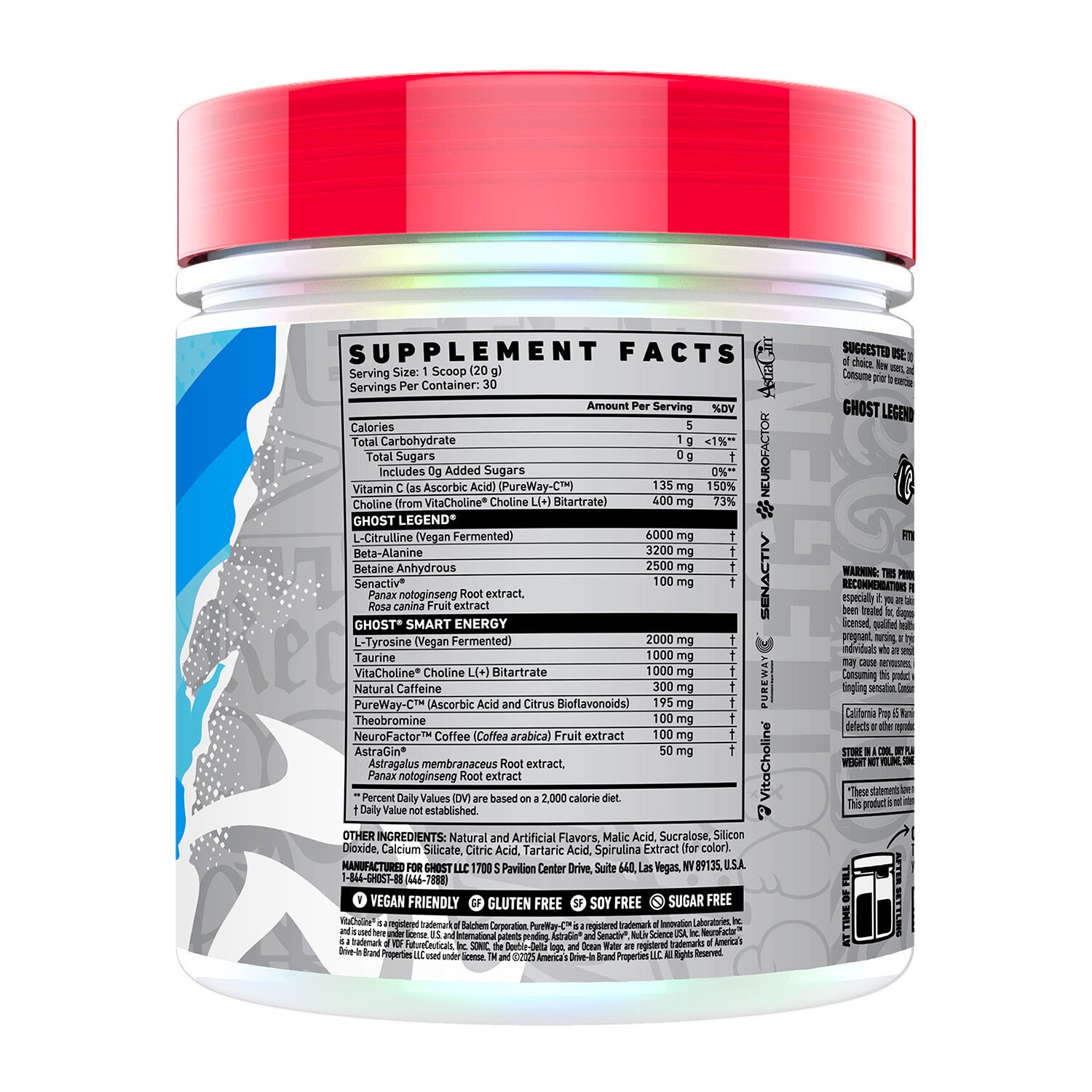 GHOST® - LEGEND® V4 Pre-Workout - Sonic® Ocean Water (30 Servings) | GNC