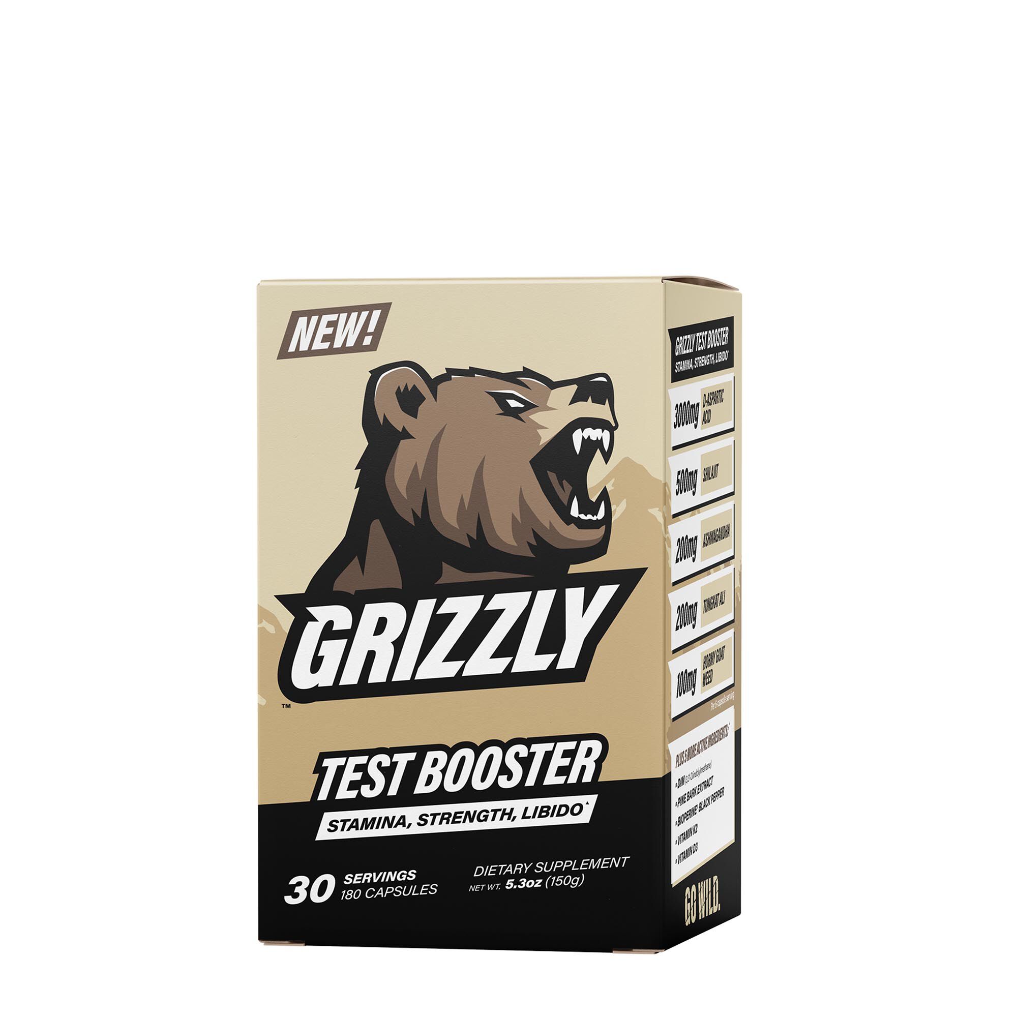 GRIZZLY - Test Booster - 180 Capsules | GNC