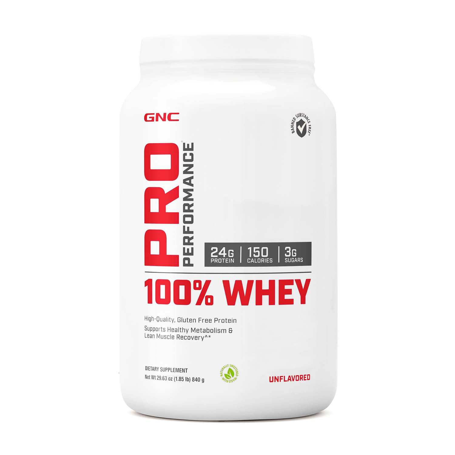 Gnc Pro Performance 100 Whey Protein Unflavored 1 85 Lbs 48107167172