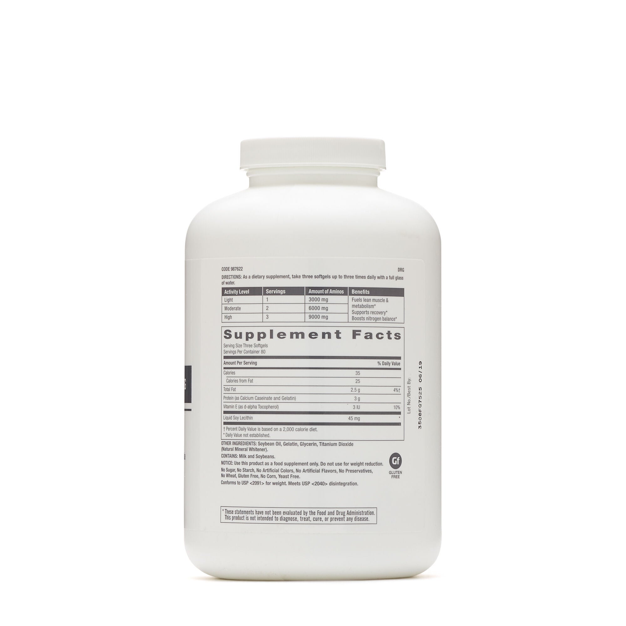 GNC - Full Spectrum Anabolic Amino 3000mg - 240 Softgels (80 Servings ...