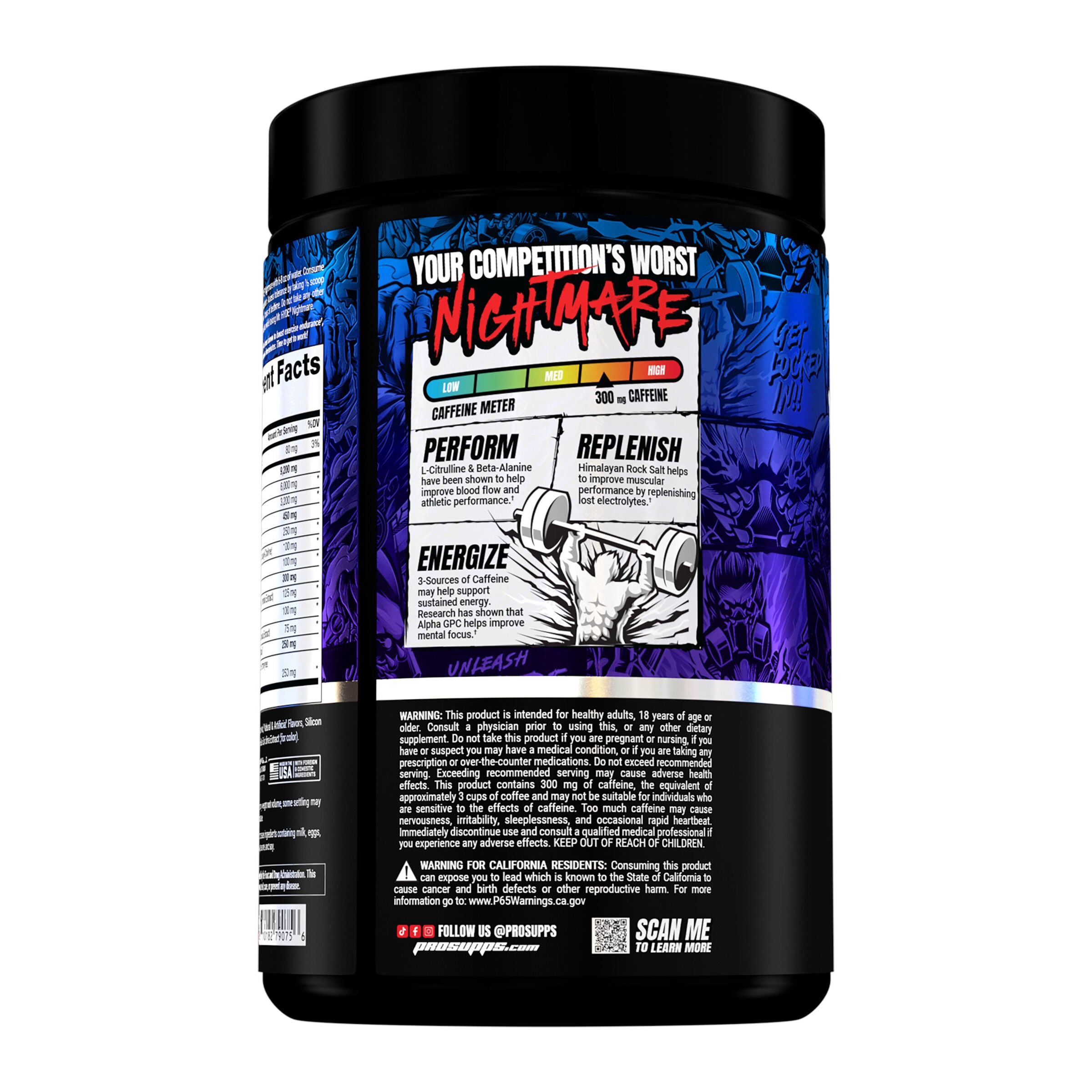 Pro Supps® - Mr. HYDE Nightmare - Intense Energy Pre-Workout - Blue Razz (30 Servings) | GNC