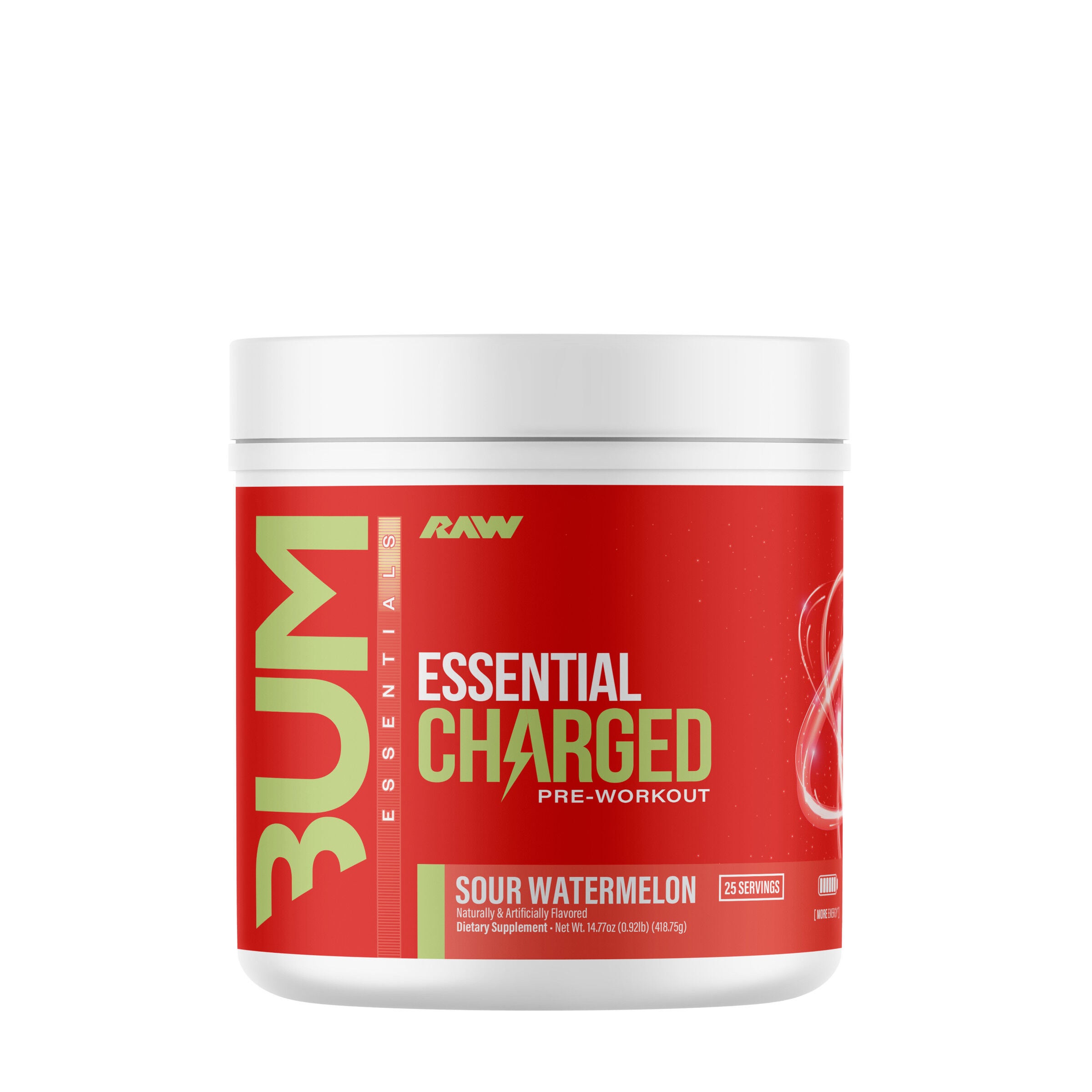 Raw Nutrition - Essential Charged Preworkout - Sour Watermelon (25 ...