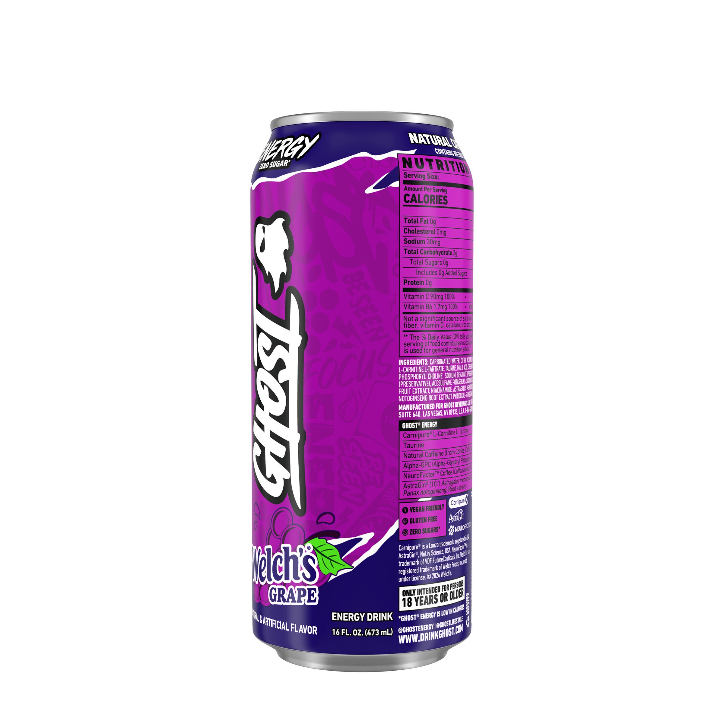 GHOST® - Energy Drink - Welch's Grape® - 16 fl oz. (12 Cans) | GNC