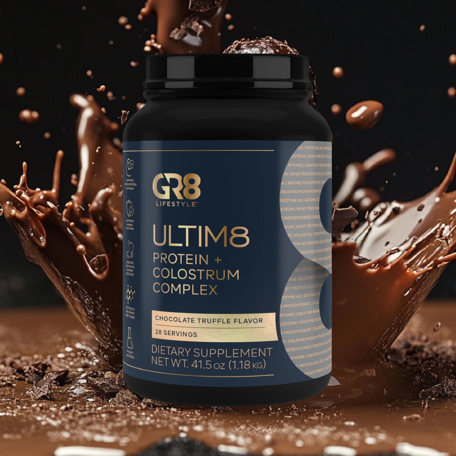 GR8 Lifestyle - Ultim8 Protein + Colostrum Complex - Chocolate Truffle ...