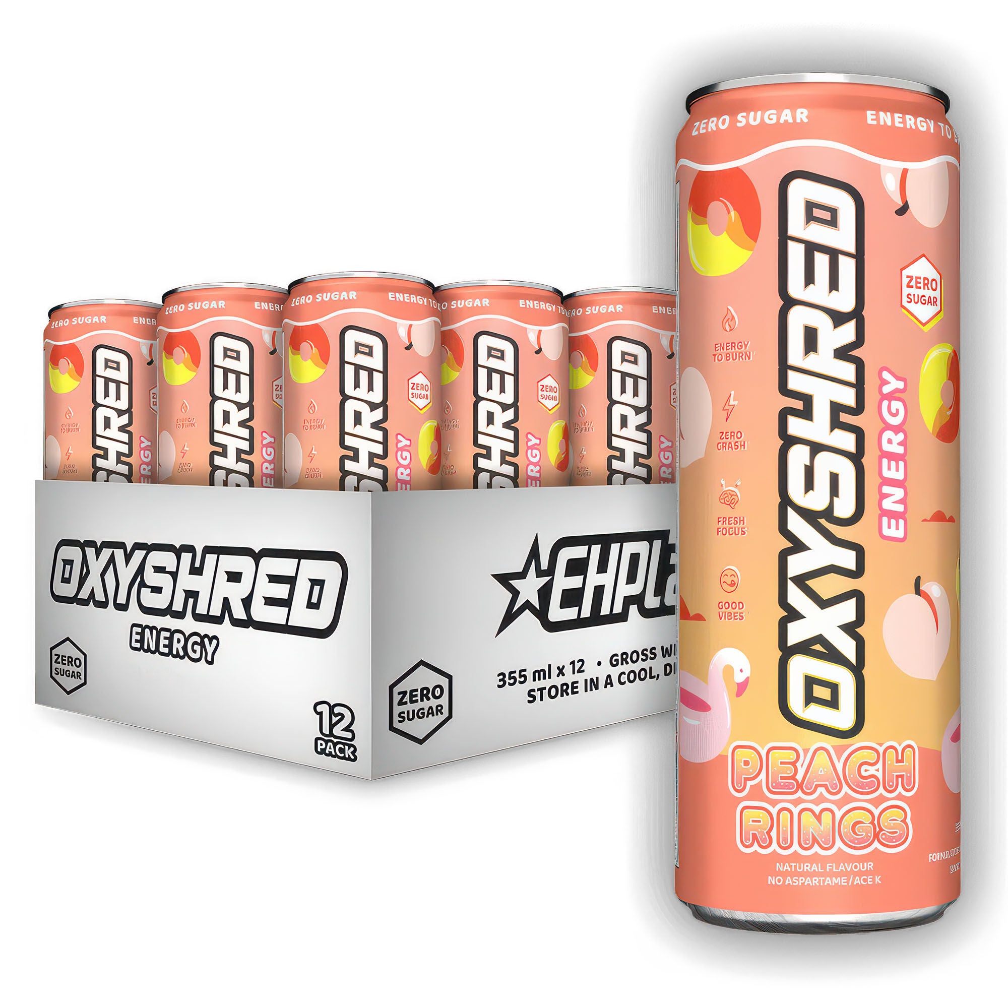 EHP Labs - OxyShred Energy - Peach Rings - 12 fl oz (12 Cans) | GNC