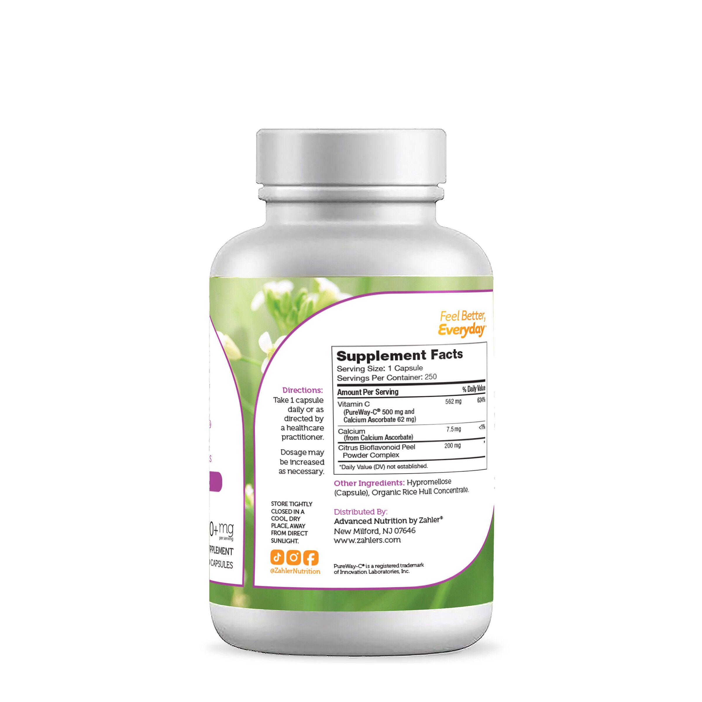 ZAHLER Pure Way-C Vitamin C & Bioflavonoids 500mg Capsules | GNC