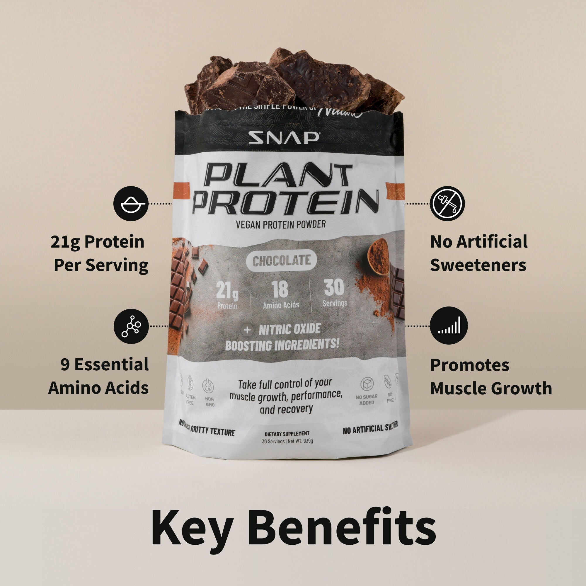SNAP Supplements Plant Based Vegan Protein Chocolate | GNC