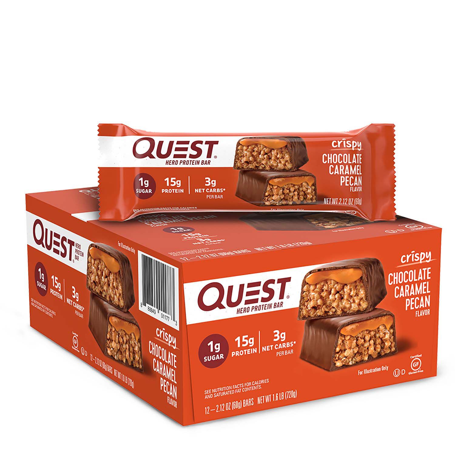 Quest Hero Protein Bars - Chocolate Caramel Pecan (12 Pack) | GNC