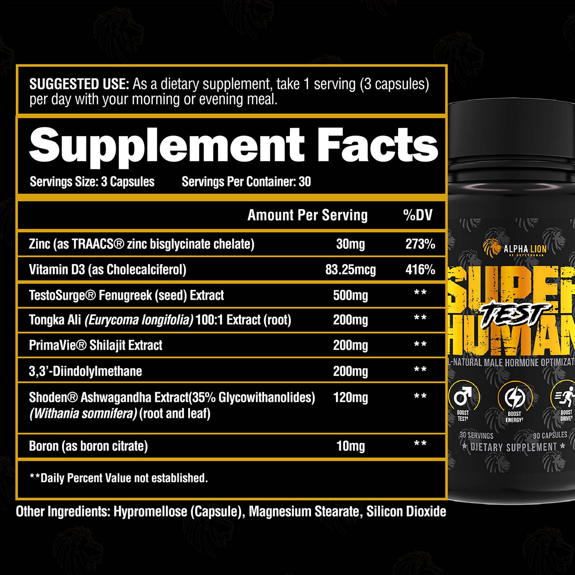 Alpha Lion Natural Testosterone Booster - 90 Capsules | GNC