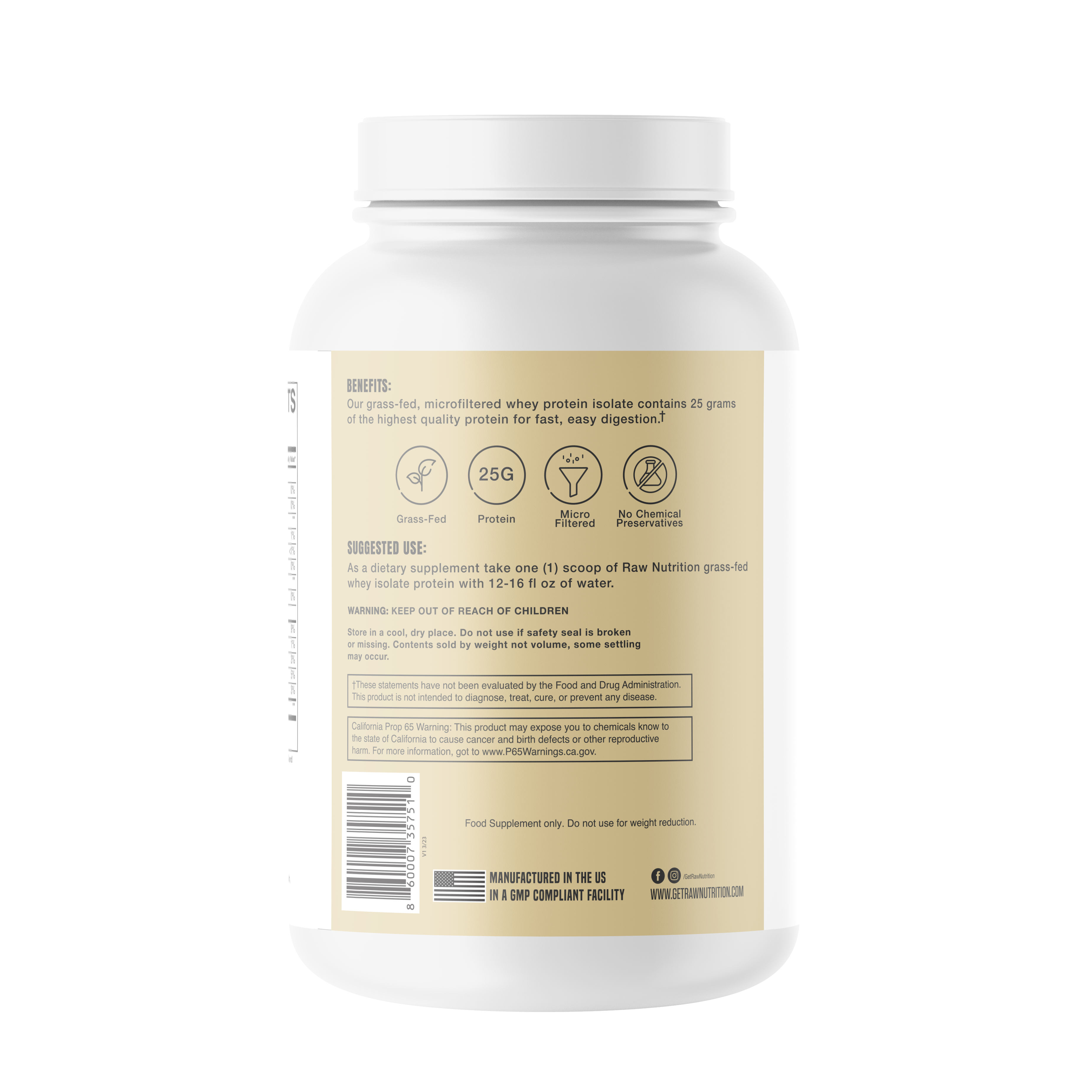 Raw Nutrition - Isolate Protein - Vanilla (25 Servings) | GNC