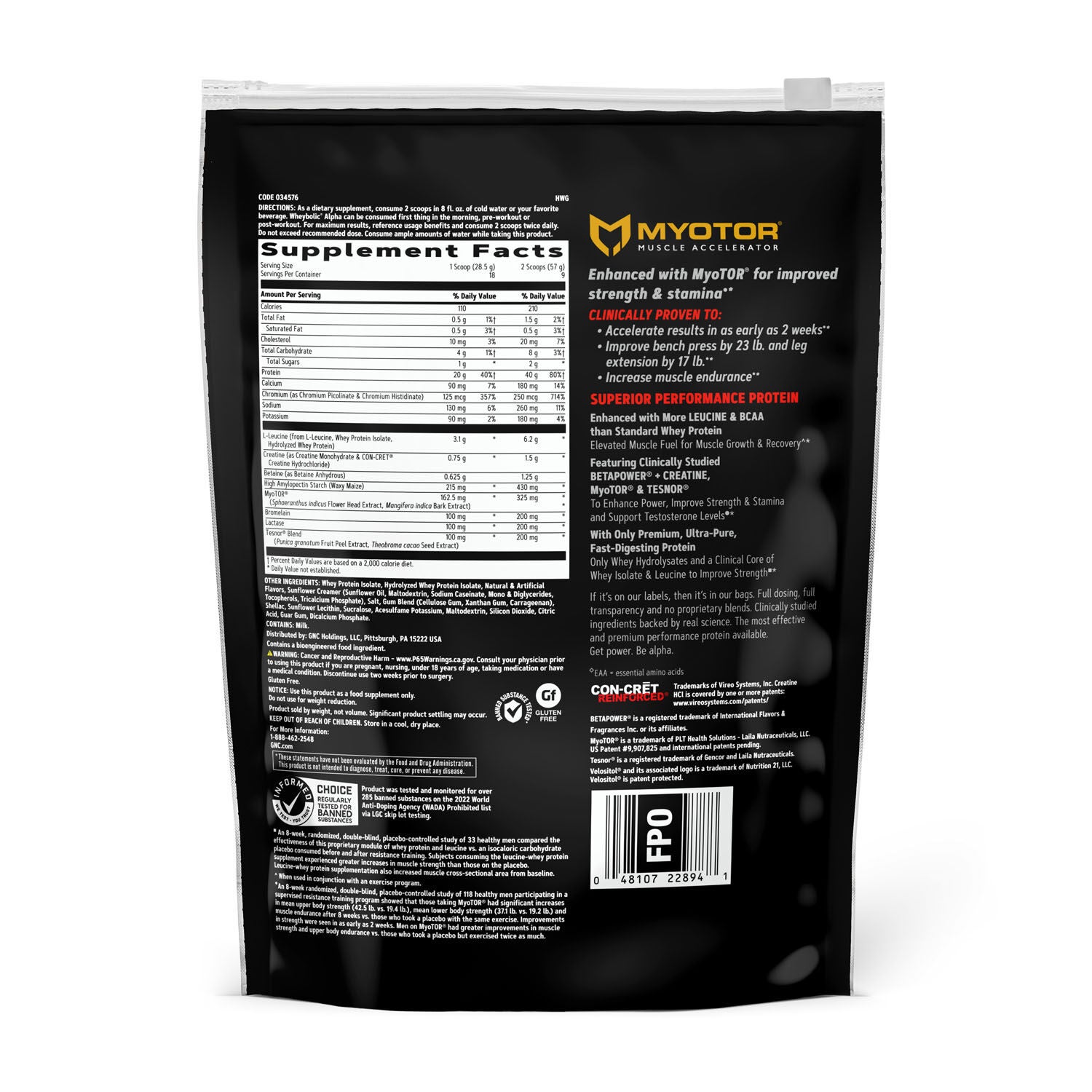 GNC AMP Wheybolic Whey Protein Alpha with MyoTOR | GNC