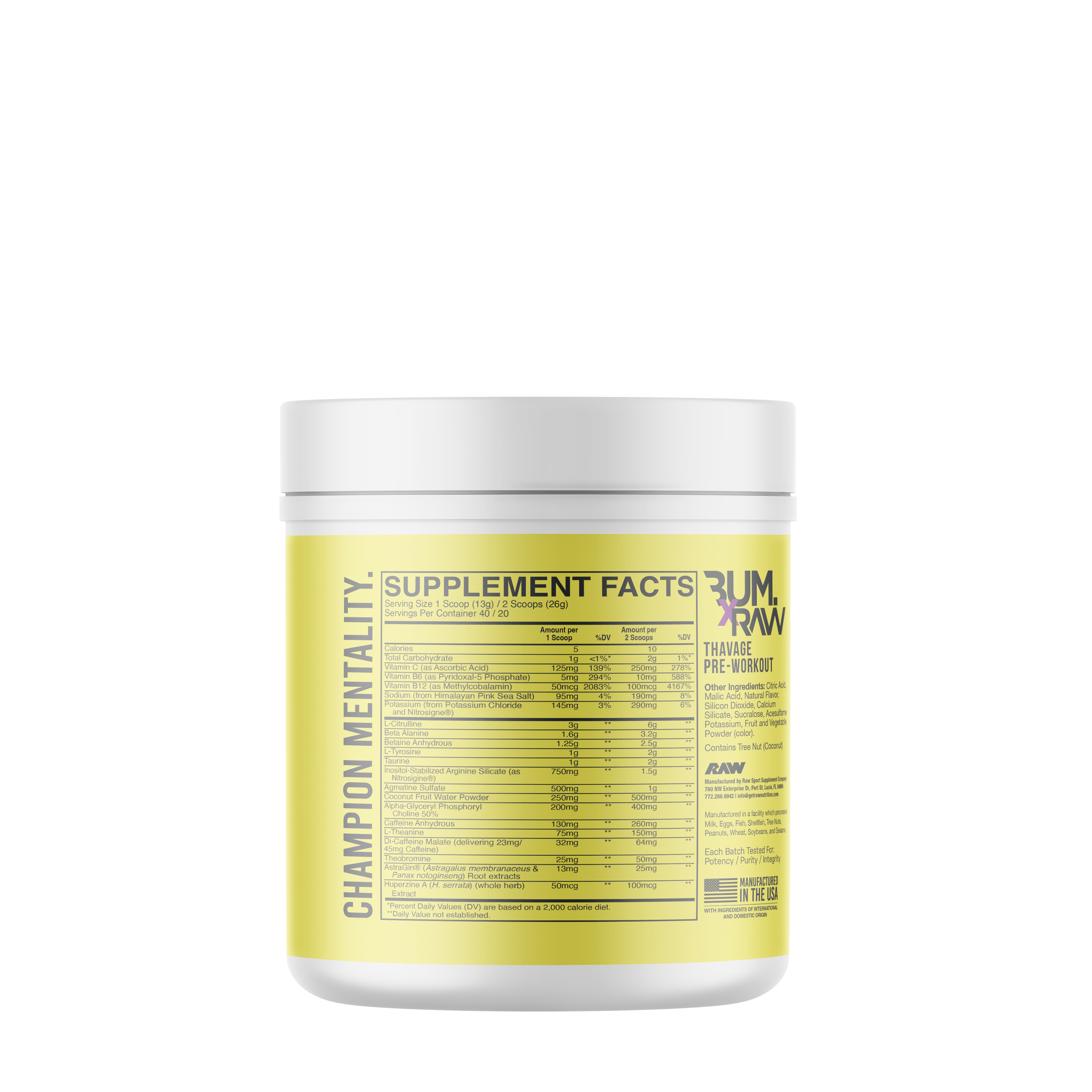 Raw Nutrition - Thavage Pre-Workout - Blackberry Lemonade (40 Servings ...