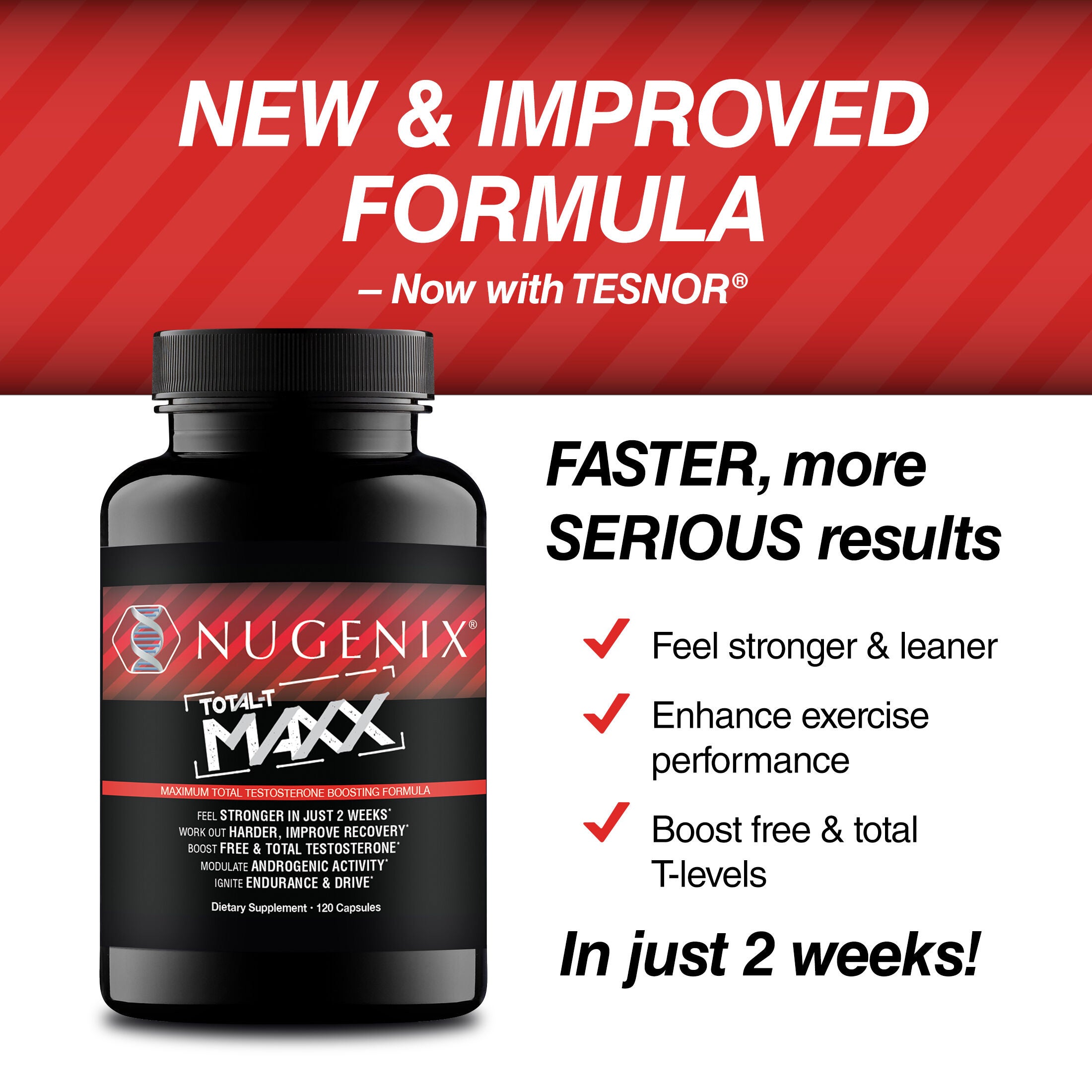 Nugenix® - Maxx Testosterone Booster with Tesnor - 120 Capsules (30 ...