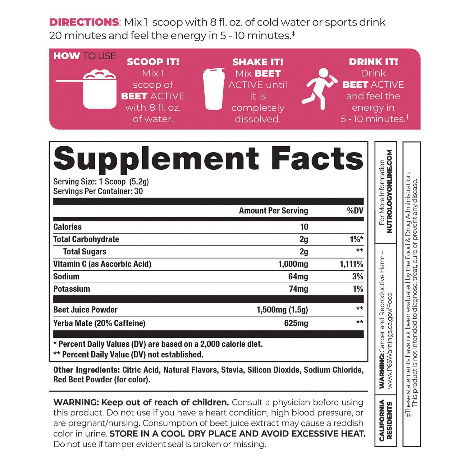 Nutrology Beet Active Passion Fruit 30 Servings | GNC