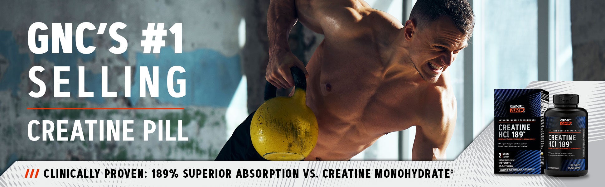 GNC AMP - Creatine HCl 189™ - 240 Tablets (120 Servings) | GNC